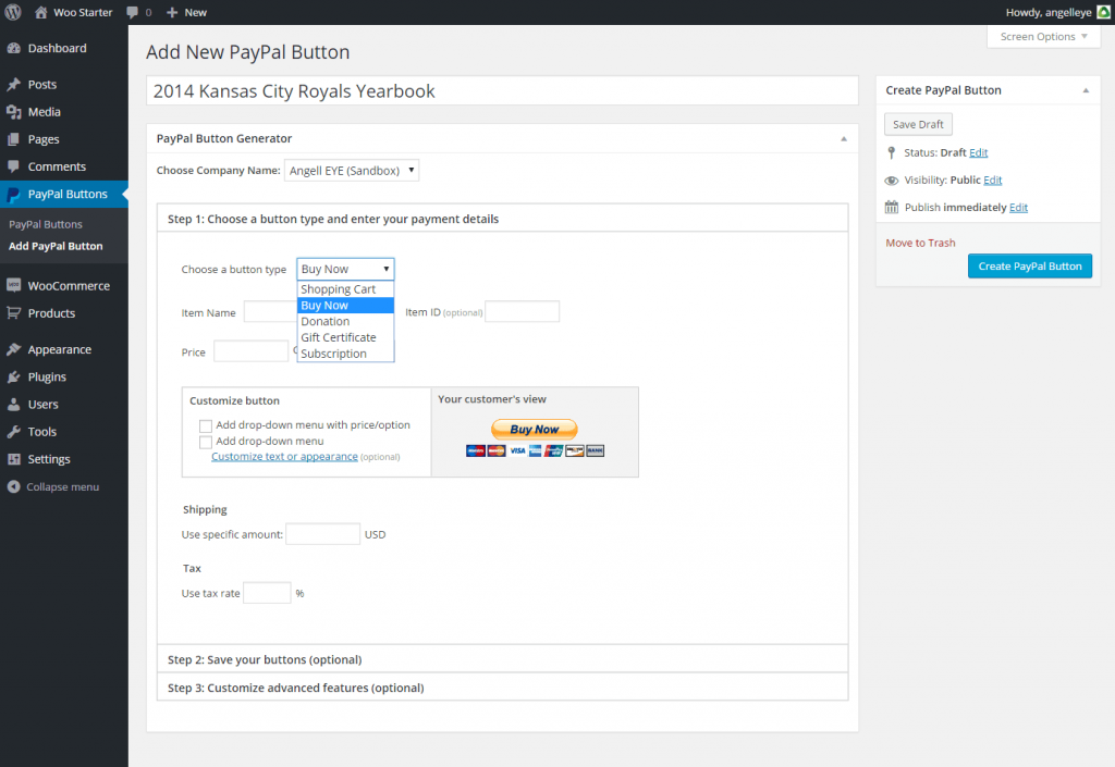 WordPress PayPal Button Manager Plugin