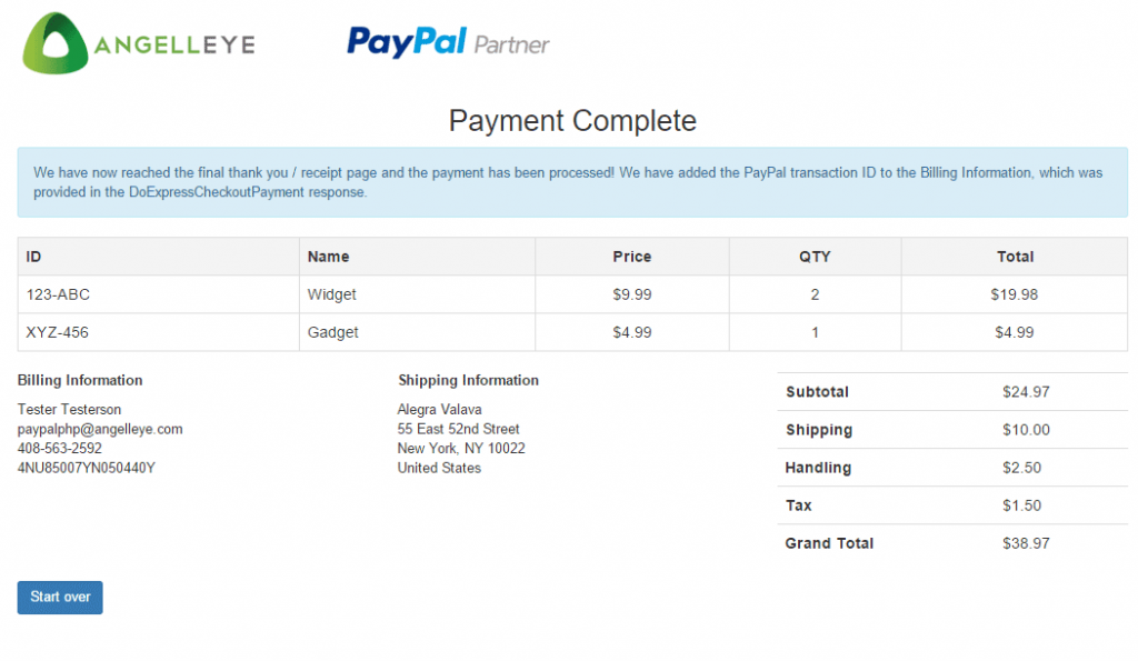 CodeIgniter PayPal Integration - Express Checkout Basic Demo - AngellEYE