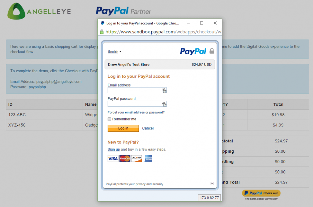 CodeIgniter PayPal Integration - Express Checkout Digital Goods Demo - AngellEYE