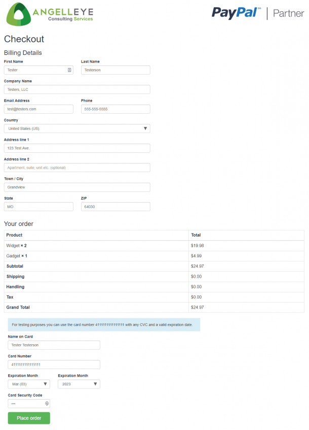PayPal Payments Pro PayFlow PHP Basic Demo Kit - AngellEYE