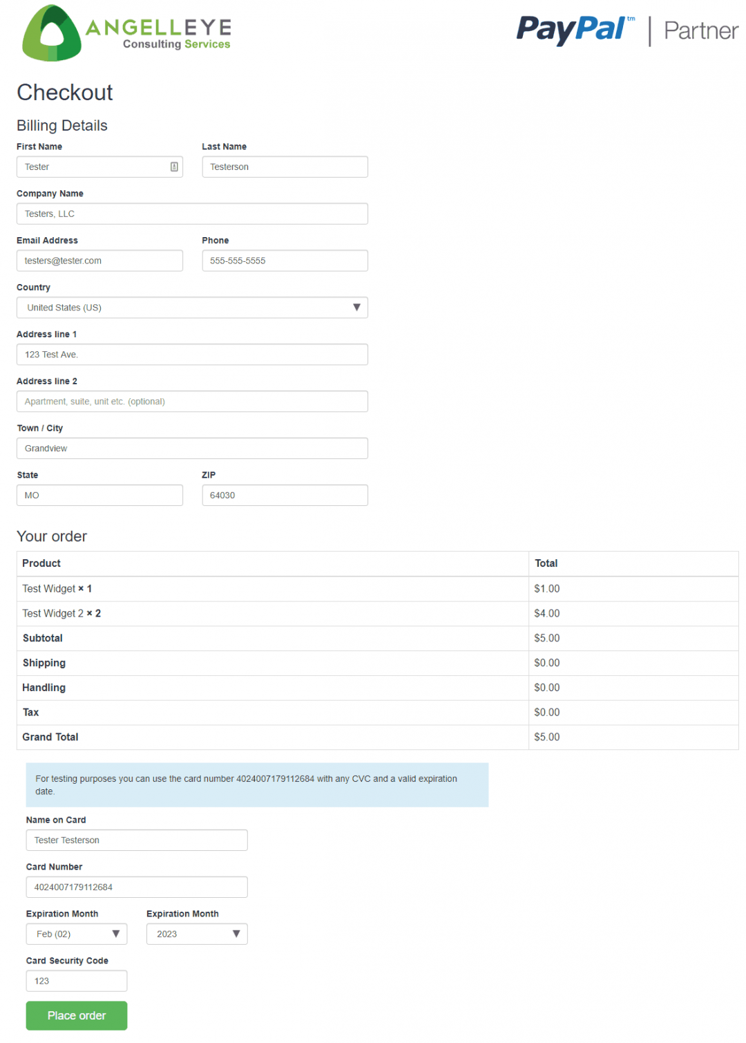 PayPal Website Payments Pro DoDirectPayment Demo Kit - AngellEYE