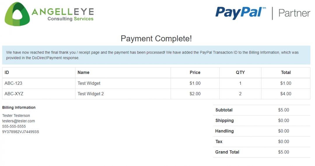PayPal Website Payments Pro DoDirectPayment Demo Kit - AngellEYE