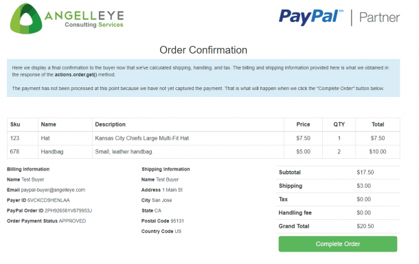 PayPal Checkout Orders API v2 Server Side Demo Kit - AngellEYE